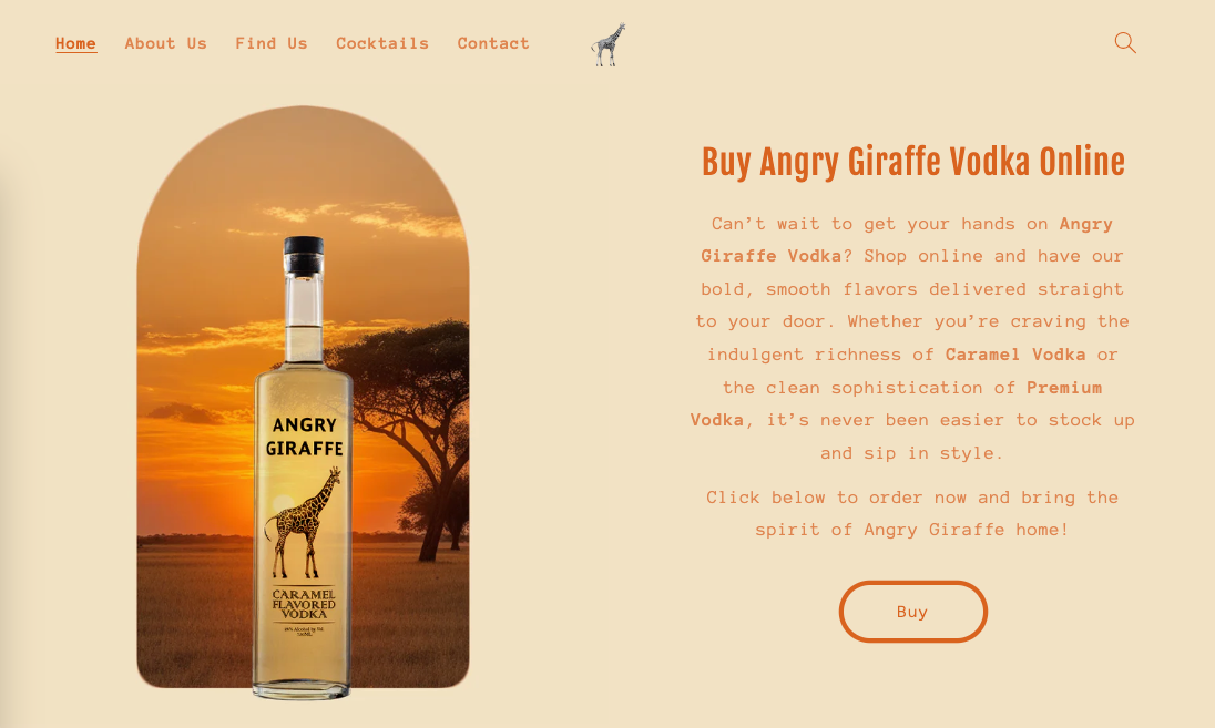 Angy Giraffe Caramel Vodka – Angry Giraffe Vodka